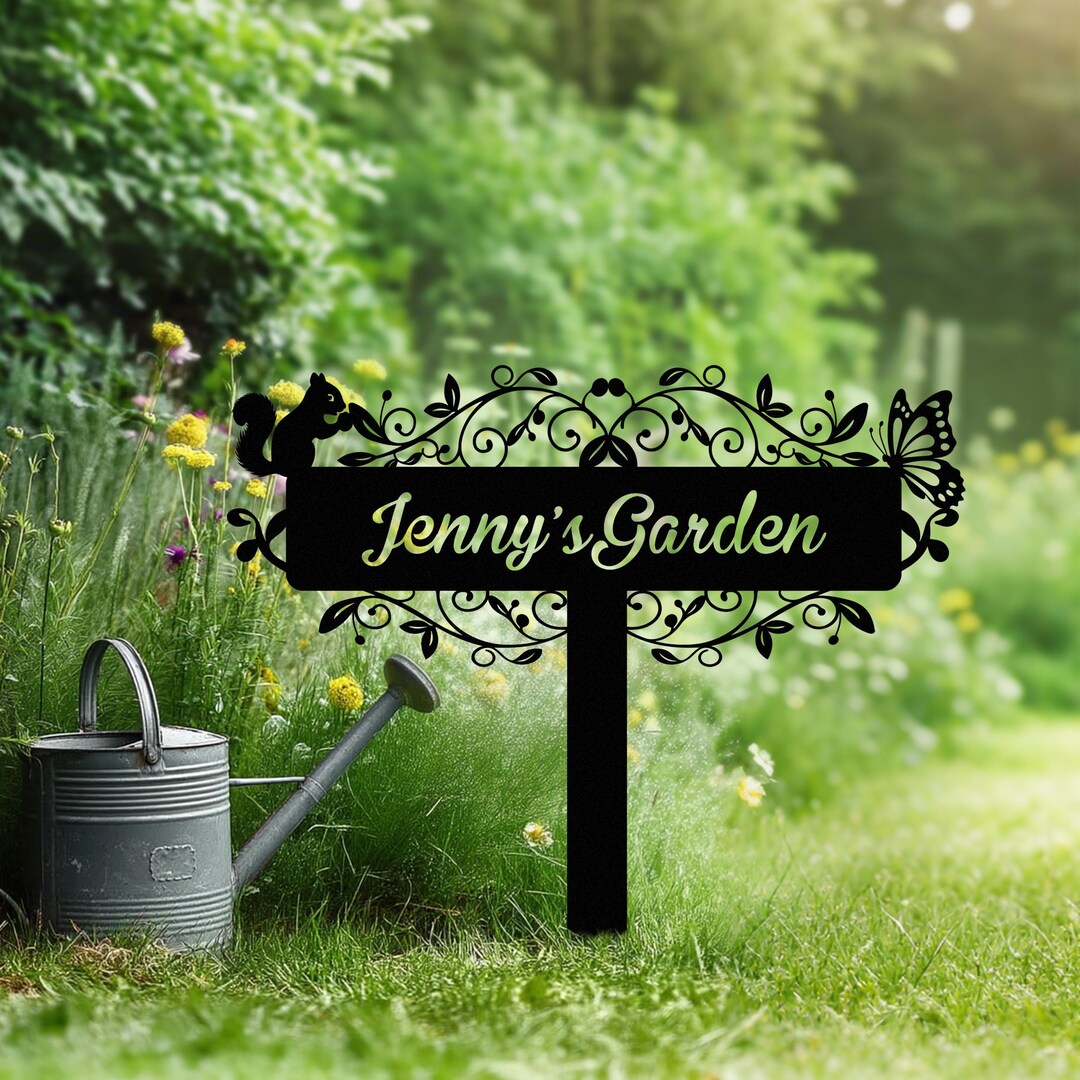 Custom Metal Garden Decor, Personalized Metal Squirrels and Garden ...