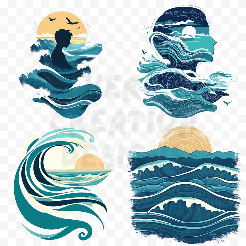 Sea Art Design Digital Download, Sea PNG, 300 DPI Sea Design ...