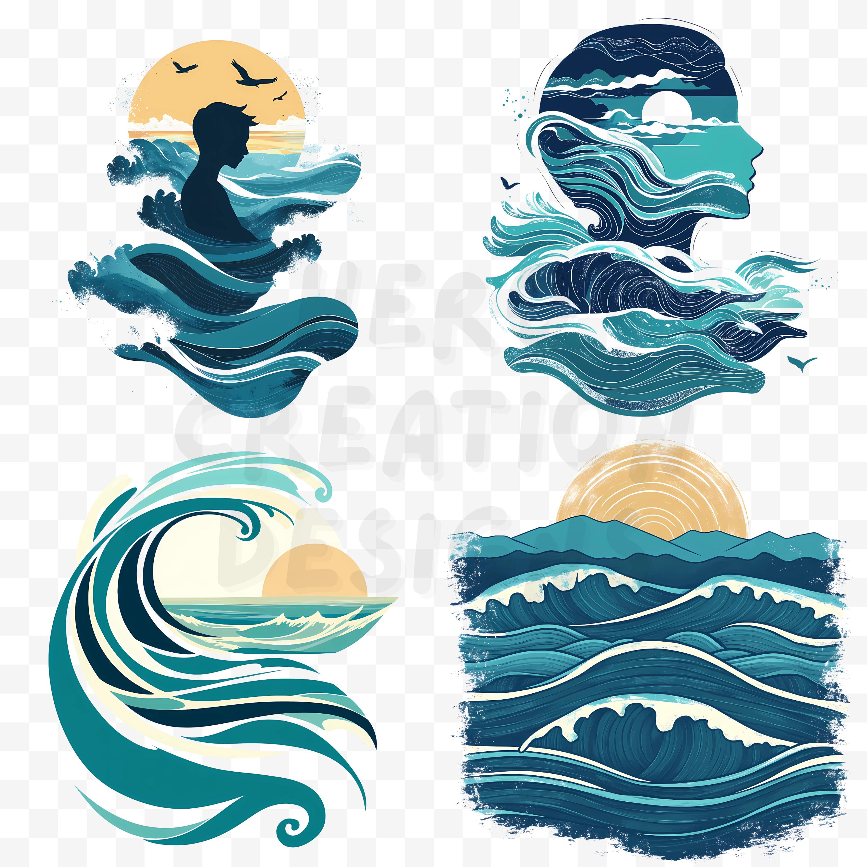 Sea Art Design Digital Download, Sea PNG, 300 DPI Sea Design ...