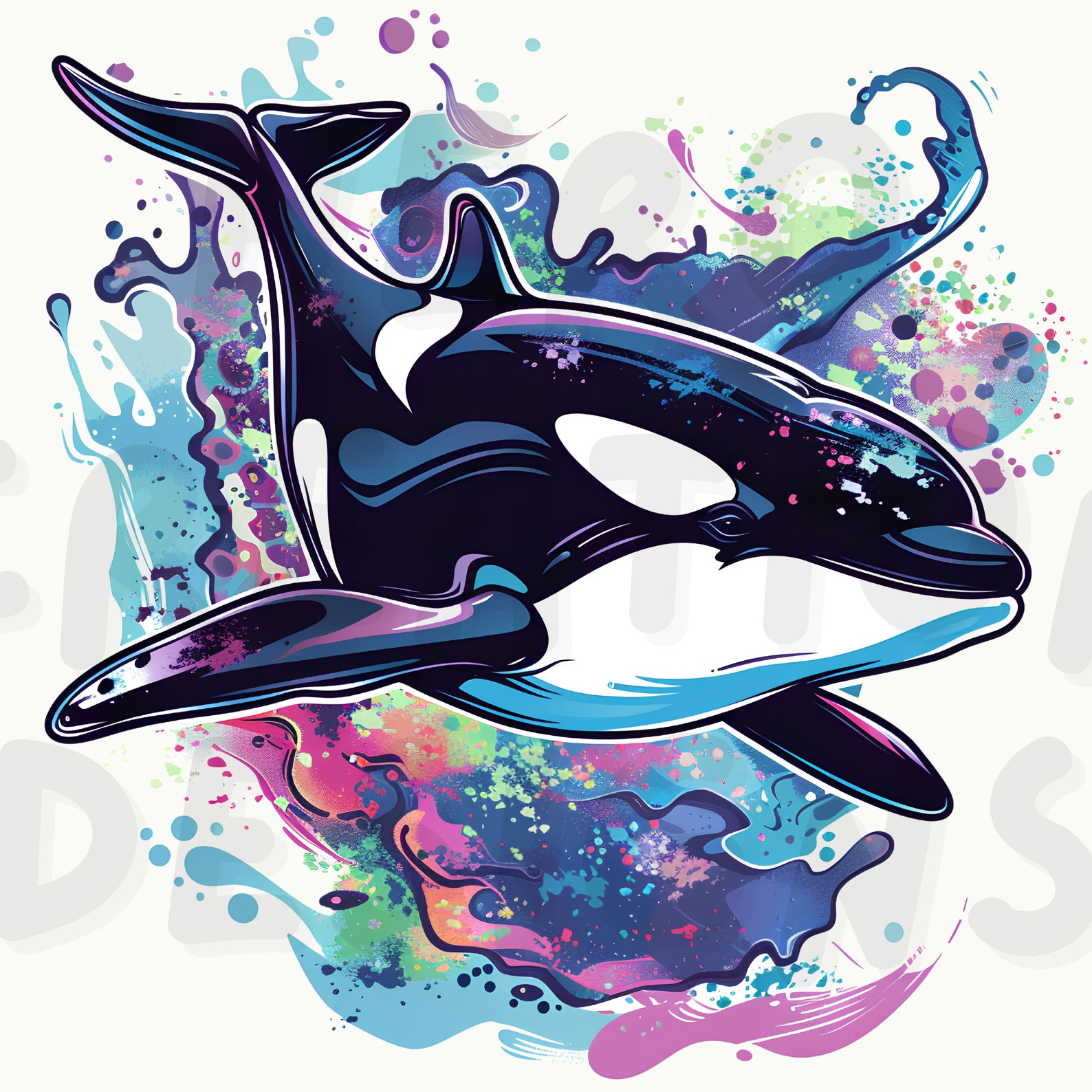 Beautiful Orca Art Design Digital Download - Orca PNG - 300 DPI ...