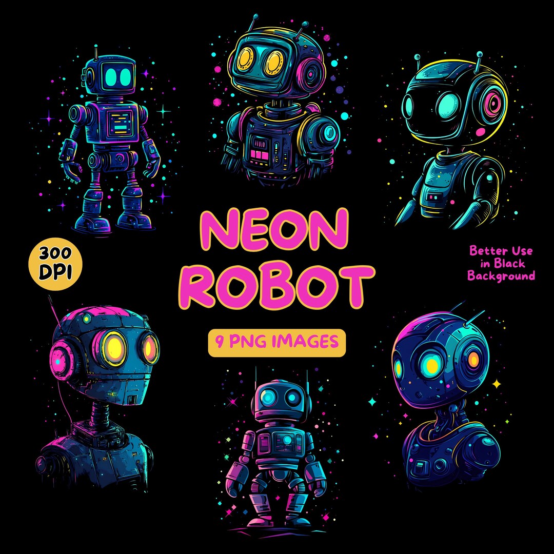 Neon Robot Digital Art - Neon Robot PNG - Neon Robot Clipart - Colorful ...