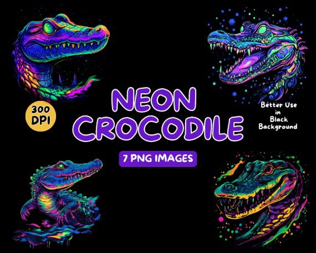 Neon Crocodile Digital Art - Neon Crocodile PNG - Neon Clipart ...