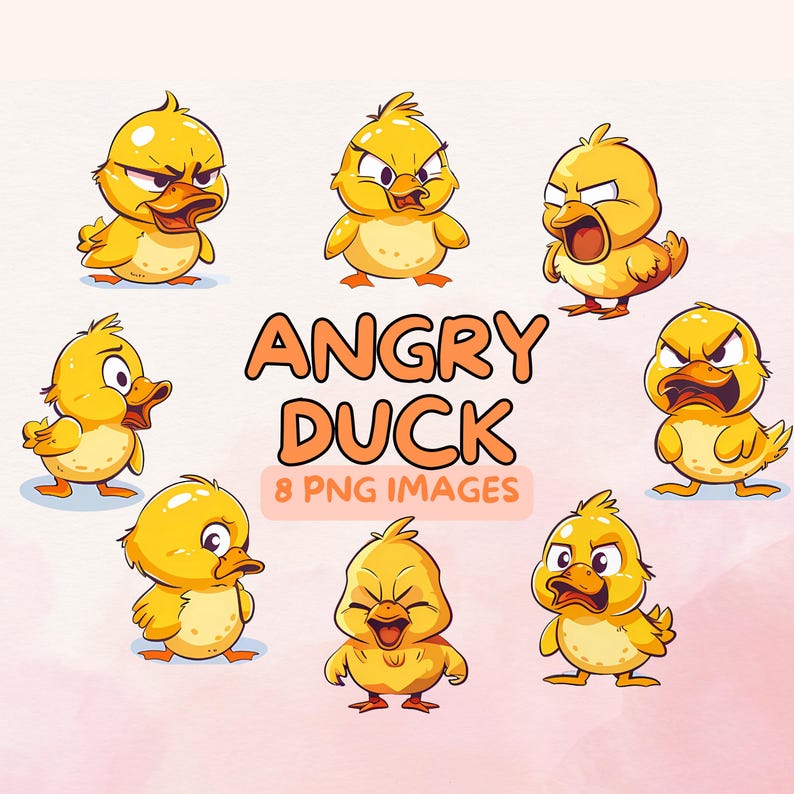 Angry Duck Clipart Bundle - Duck PNG - Cartoon Duck - Duck Clipart ...
