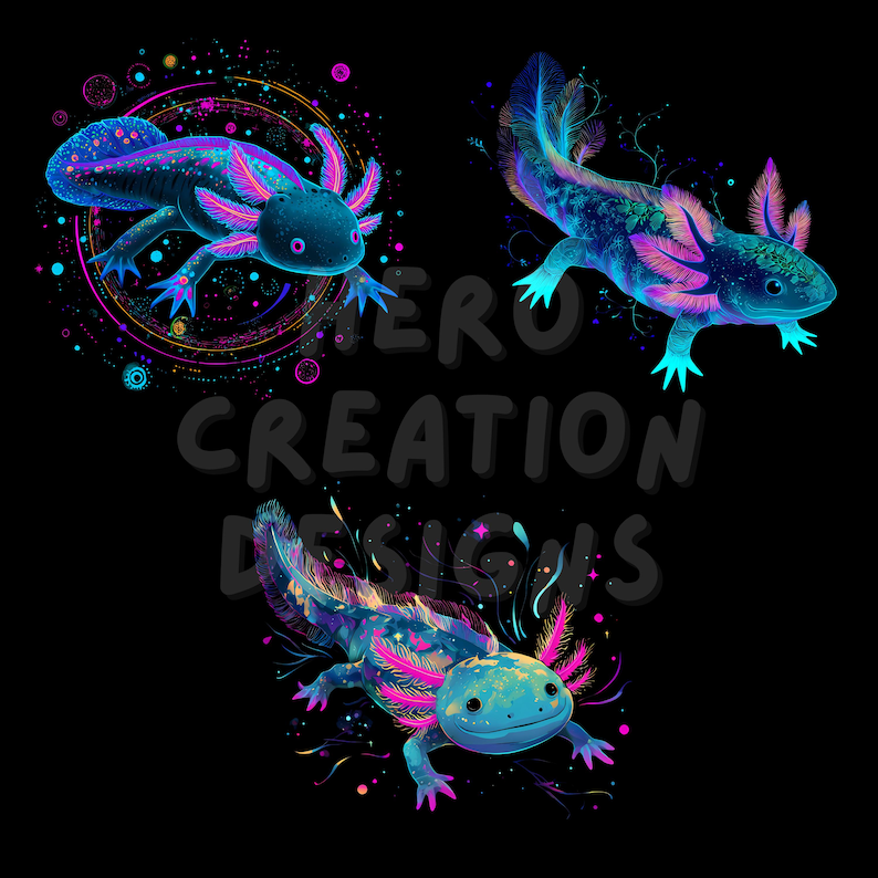 Neon Axolotl Digital Art - Neon Axolotl PNG - Neon Axolotl Clipart ...