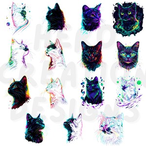 Neon Cat Digital Art - Neon Cat PNG - Neon Cat Clipart - Colorful Cat ...