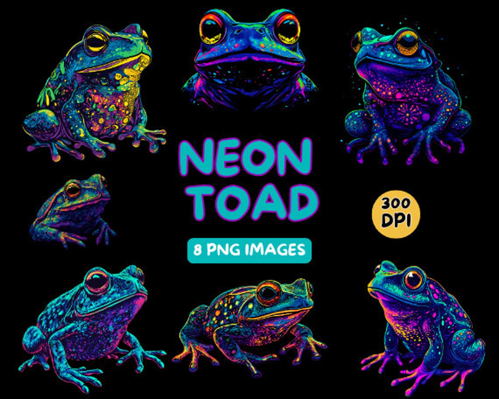 Neon Toad Clipart Neon Toad PNG Neon Toad Clipart Colorful Toad ...