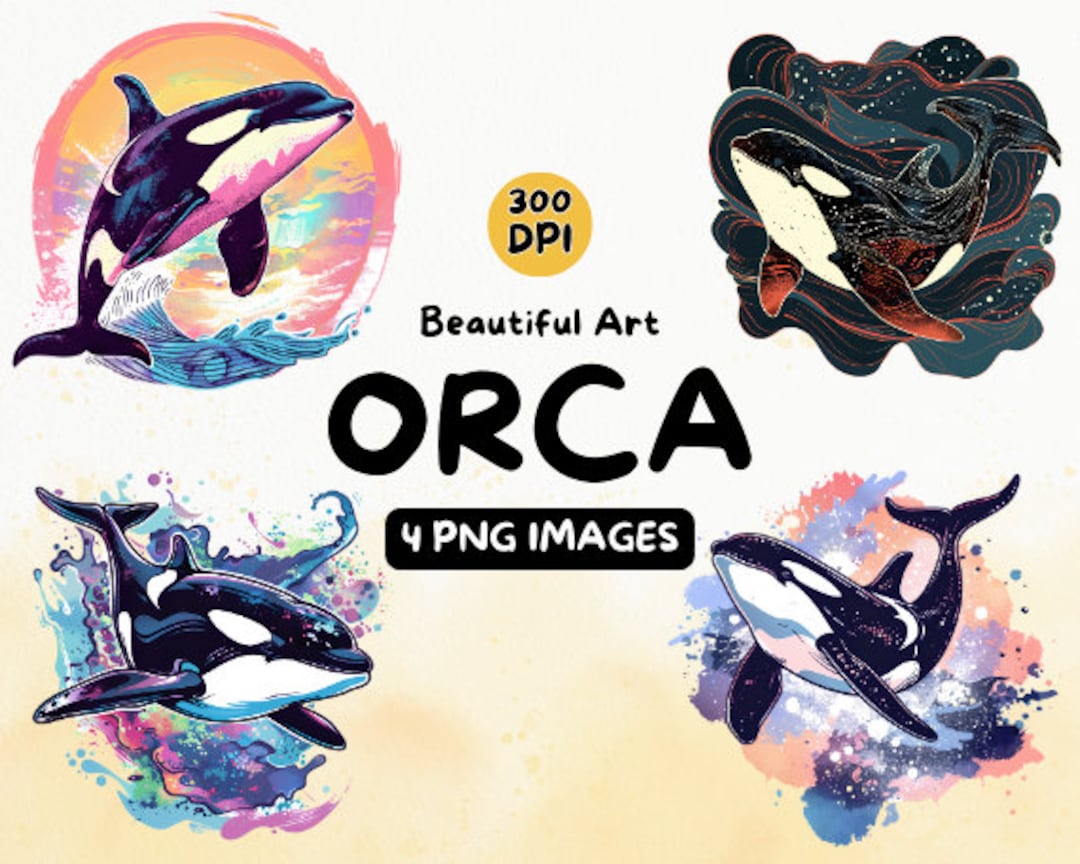 Beautiful Orca Art Design Digital Download Orca PNG 300 DPI Commercial ...