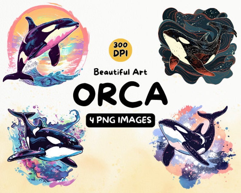 Beautiful Orca Art Design Digital Download Orca PNG 300 DPI Commercial ...
