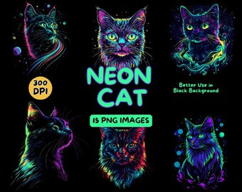 Neon Cat Clipart Transparent PNG Commercial Use Clip Art Neon Art ...