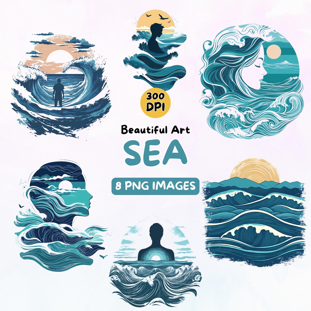 Beautiful Sea Art Design Digital Download, Sea PNG, 300 DPI Sea Design ...