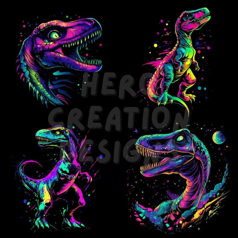 Neon Dinosaur Digital Art - Neon Dinosaur PNG - Neon Clipart - Colorful ...