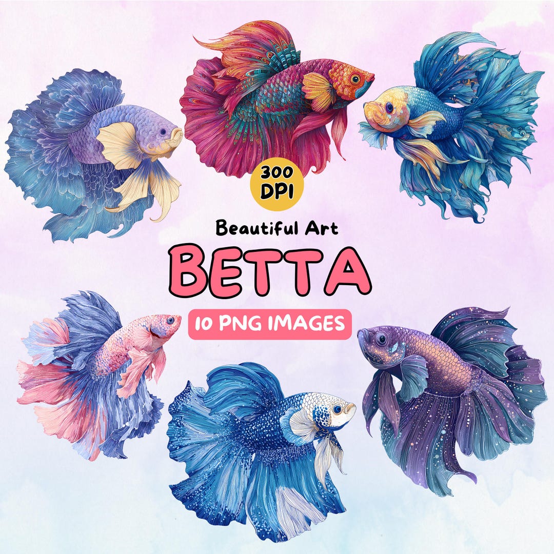Betta Fish Art Design Digital Download, Betta PNG, Fish Clip Art, 300 ...