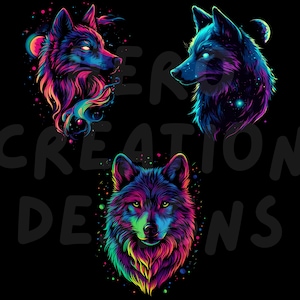 Neon Wolf Digital Art - Neon Wolf PNG - Neon Wolf Clipart - Colorful ...