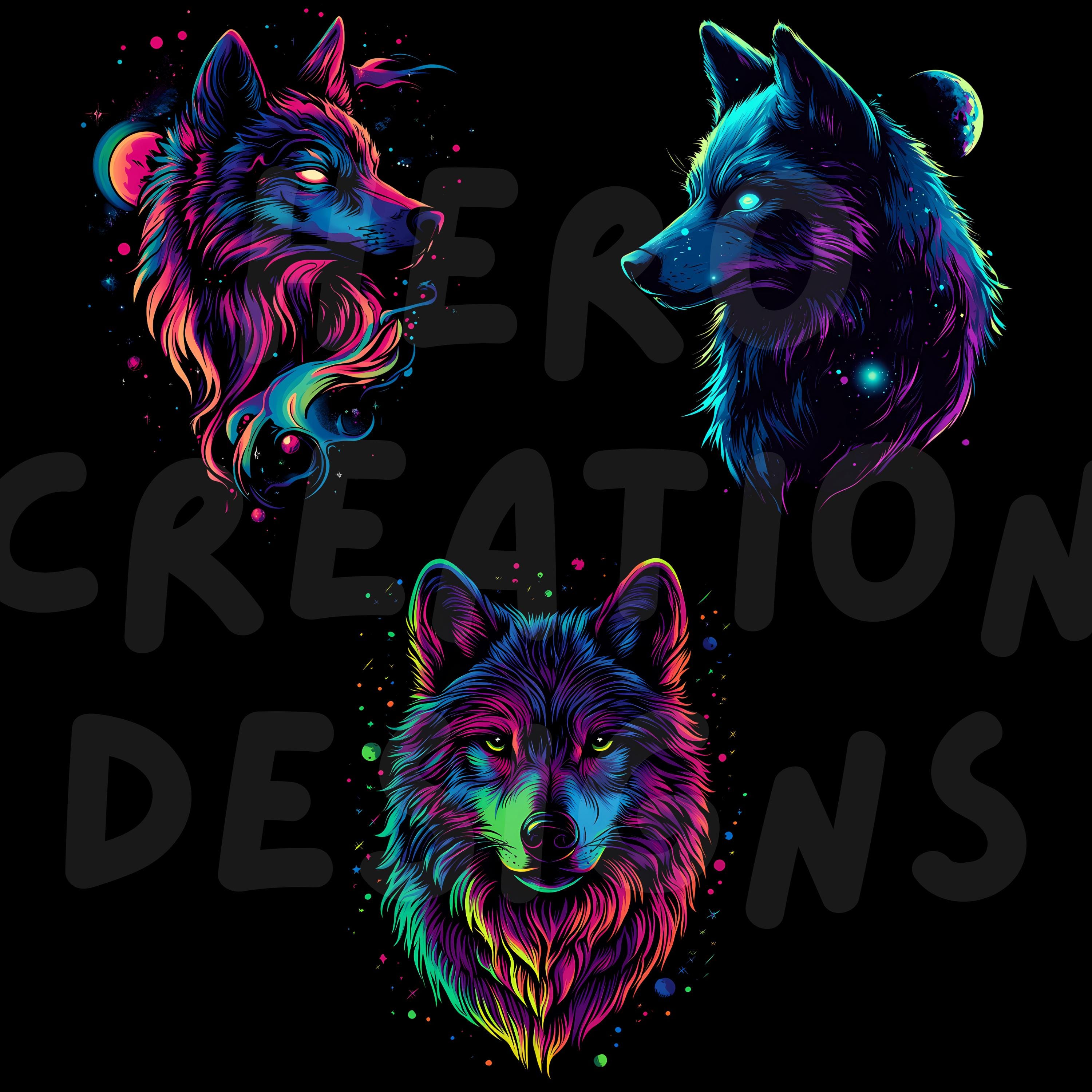 Neon Wolf Digital Art - Neon Wolf PNG - Neon Wolf Clipart - Colorful ...