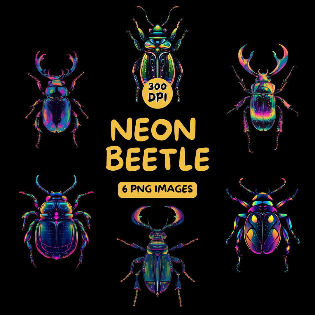Neon Beetle Digital Art - Neon Beetle PNG - Neon Beetle Clipart ...