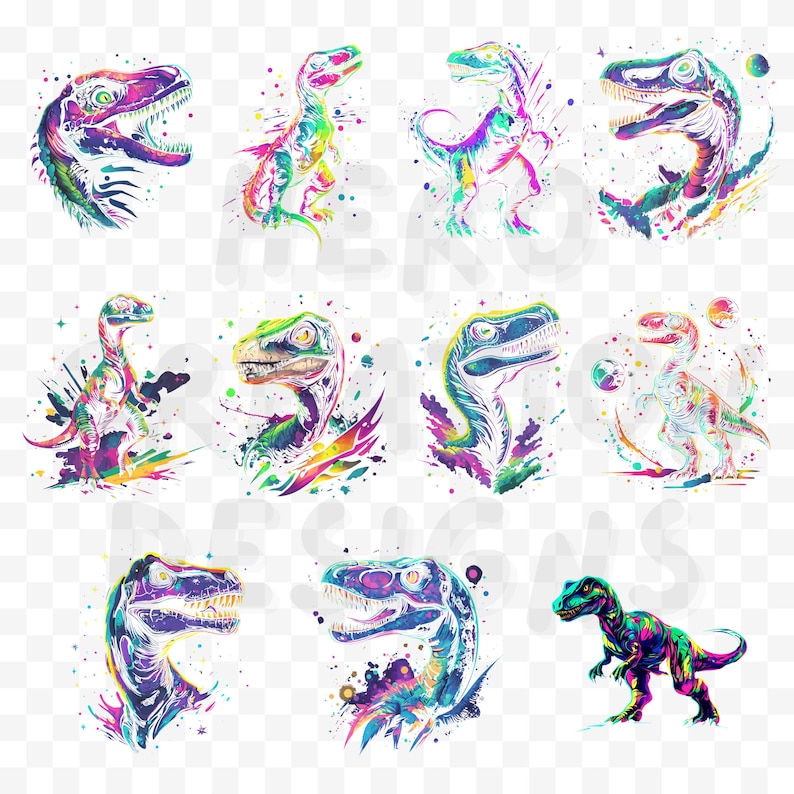 Neon Dinosaur Digital Art - Neon Dinosaur PNG - Neon Clipart - Colorful ...