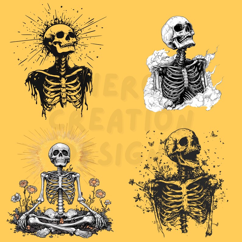 Skeleton Art Design Digital Download - Skeleton PNG - 300 DPI ...