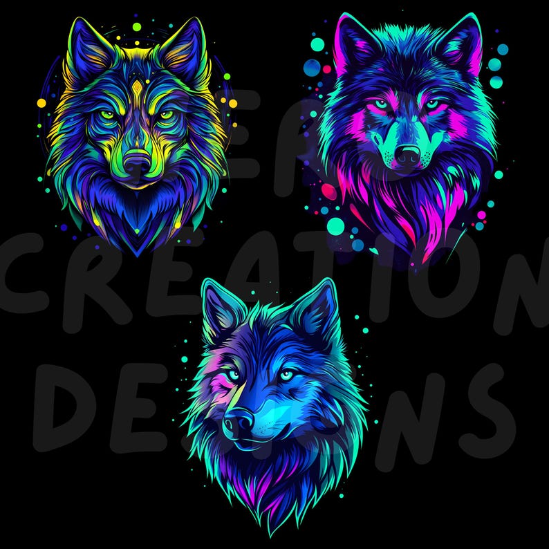 Neon Wolf Digital Art - Neon Wolf PNG - Neon Wolf Clipart - Colorful ...