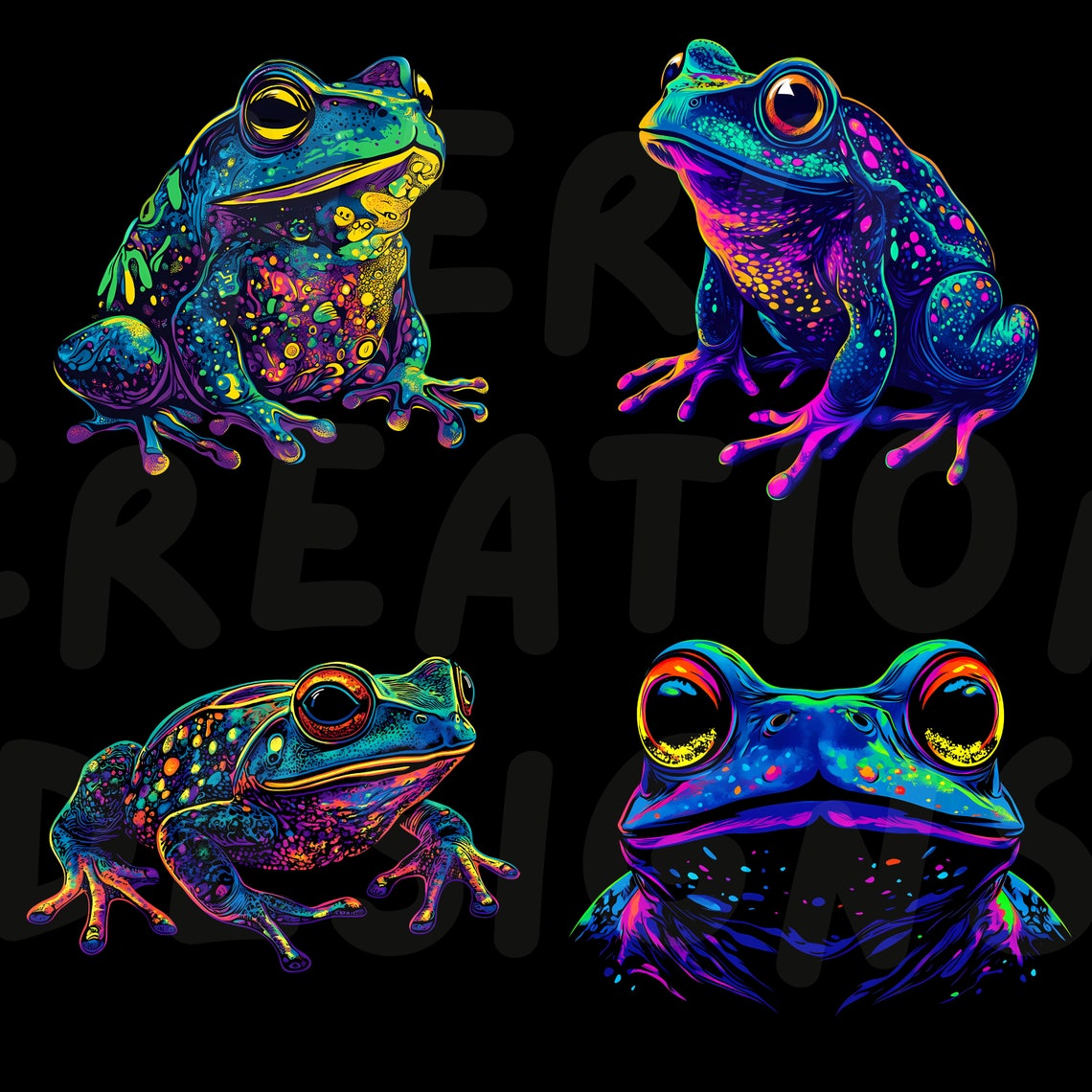 Neon Toad Clipart - Neon Toad PNG - Neon Toad Clipart - Colorful Toad ...