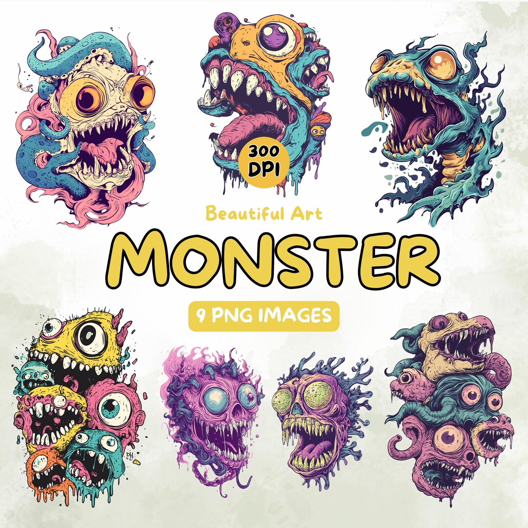 Monster Art Design Digital Download, Monster PNG, Monster Clip Art, 300 ...