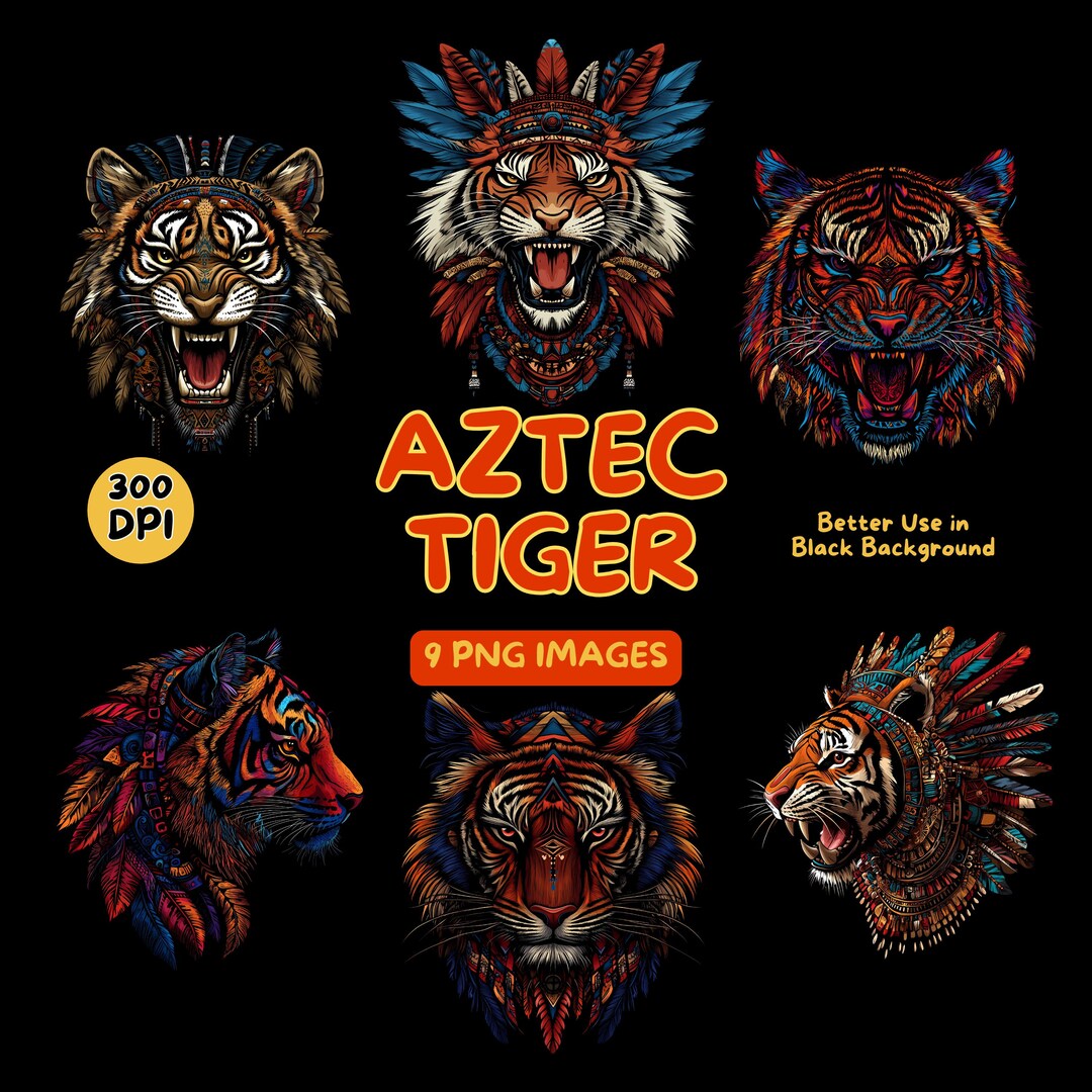 Beautiful Aztec Tiger Art Design Digital Download - Tiger PNG - 300 DPI ...