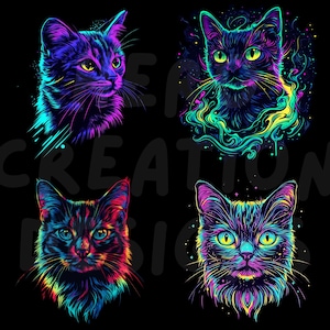 Neon Cat Digital Art - Neon Cat PNG - Neon Cat Clipart - Colorful Cat ...