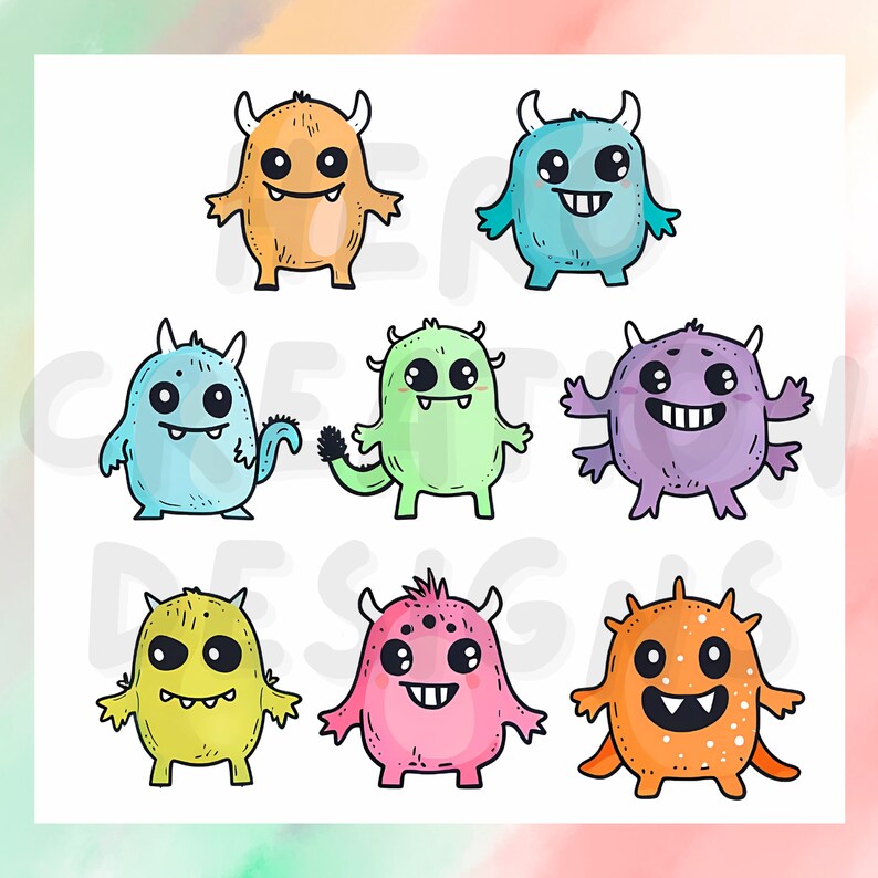 Cute Minster Clipart Bundle - Monster PNG - Cartoon Monster - Monster ...