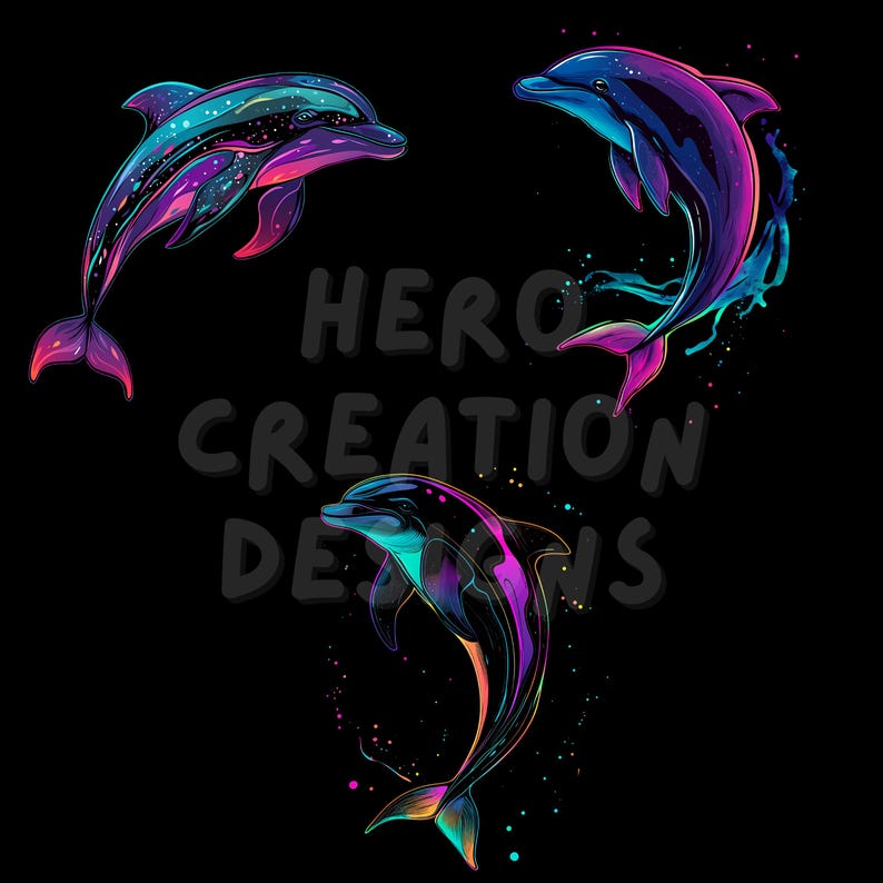 Neon Dolphin Digital Art - Neon Dolphin PNG - Neon Dolphin Clipart ...