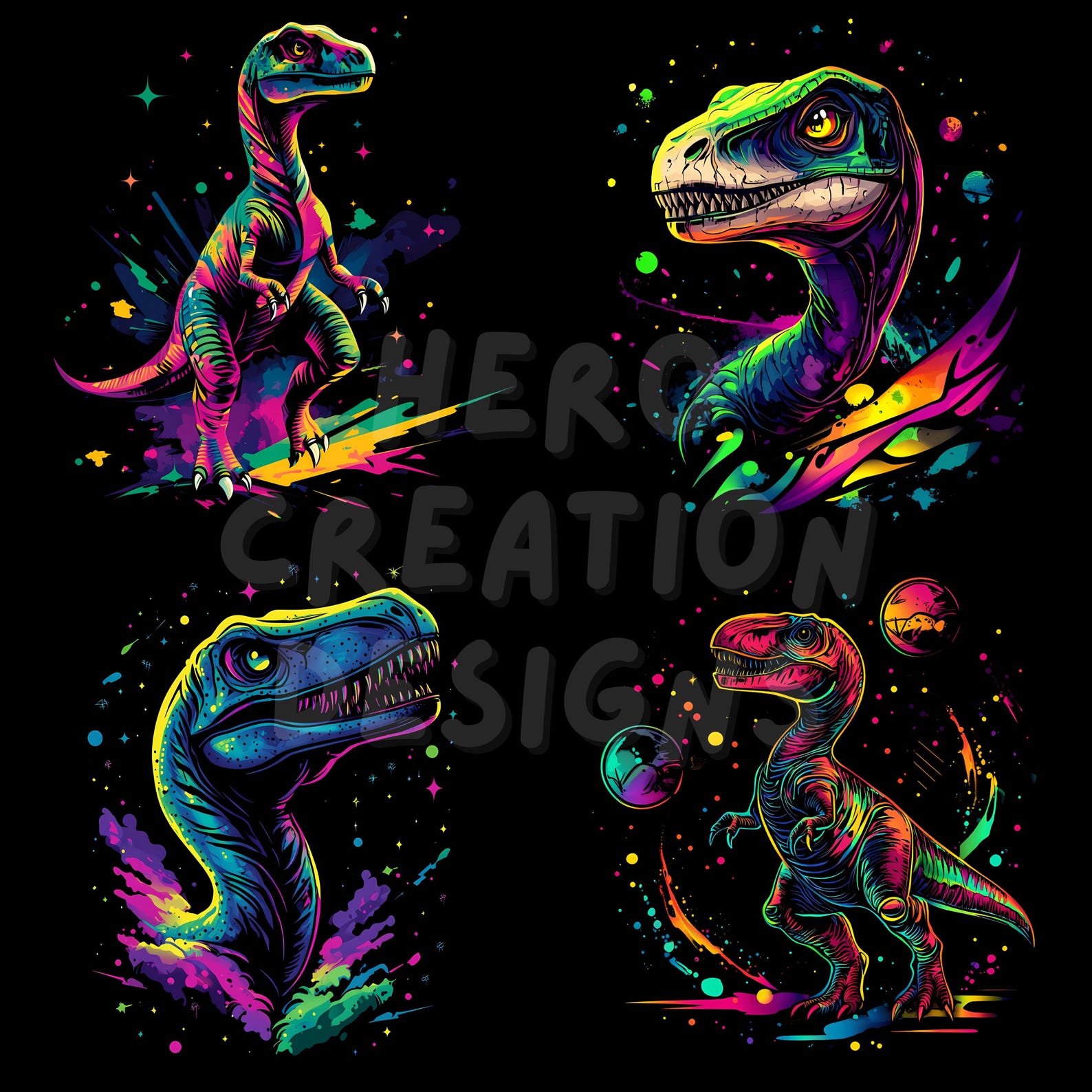 Neon Dinosaur Digital Art - Neon Dinosaur PNG - Neon Clipart - Colorful ...