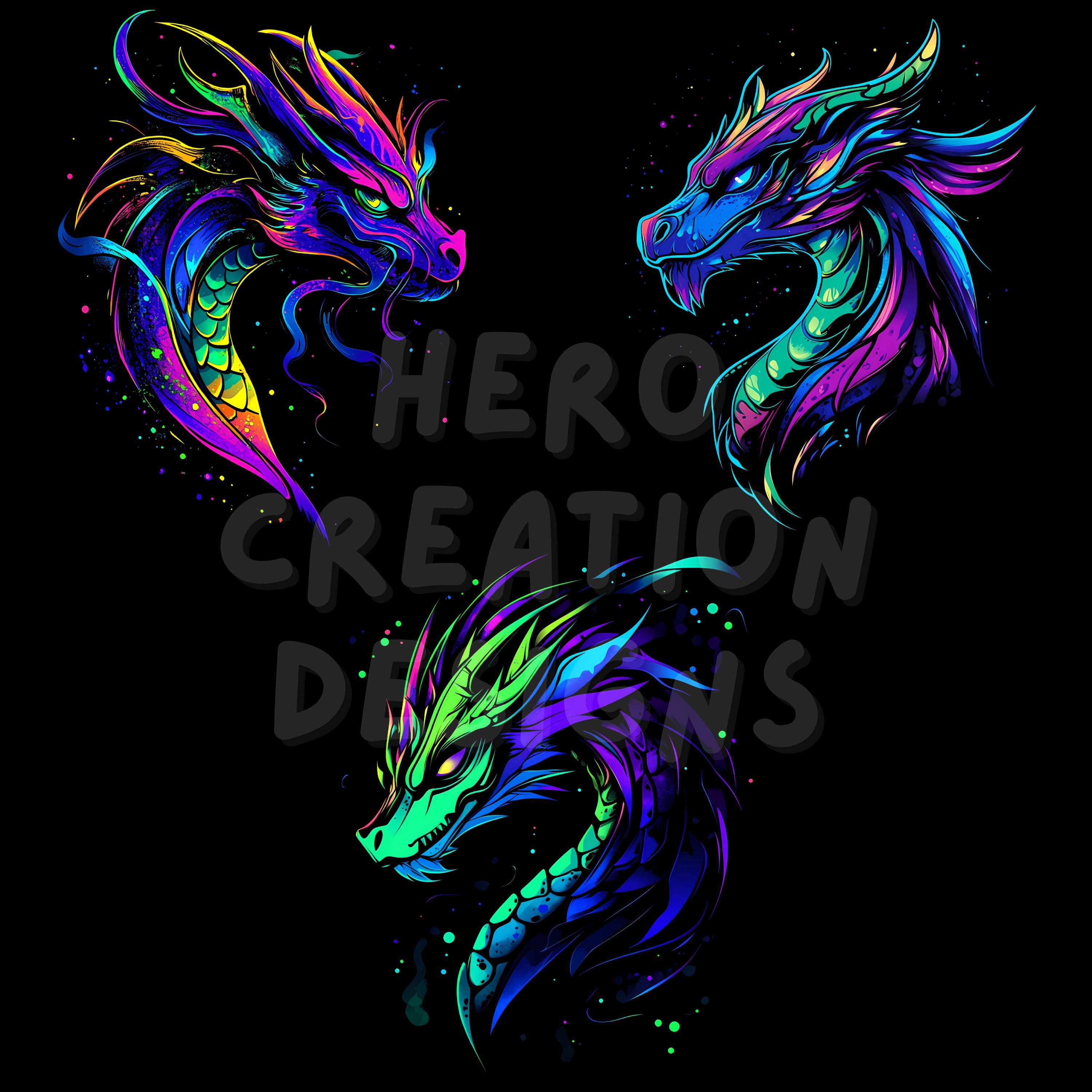 Neon Dragon Digital Art - Neon Dragon PNG - Neon Dragon Clipart ...