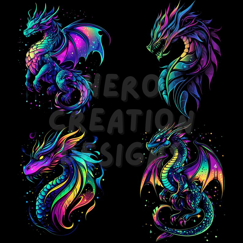 Neon Dragon Digital Art - Neon Dragon PNG - Neon Dragon Clipart ...