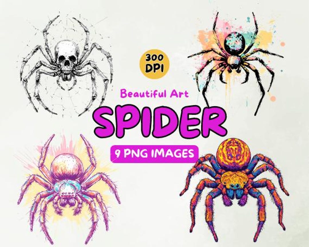 Spider Art Design Digital Download, Spider PNG, Spider Clip Art, 300 ...