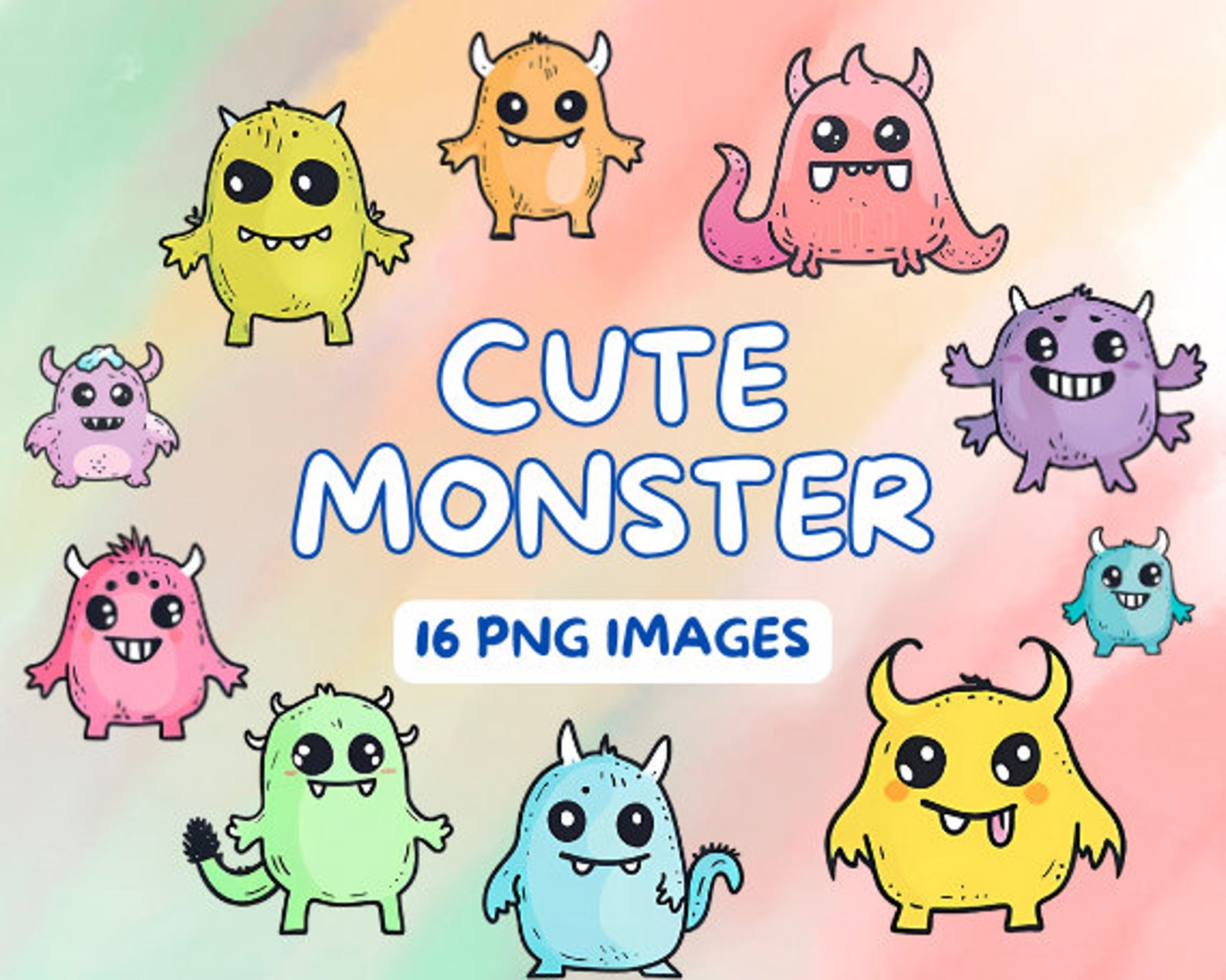 Cute Minster Clipart Bundle - Monster PNG - Cartoon Monster - Monster ...