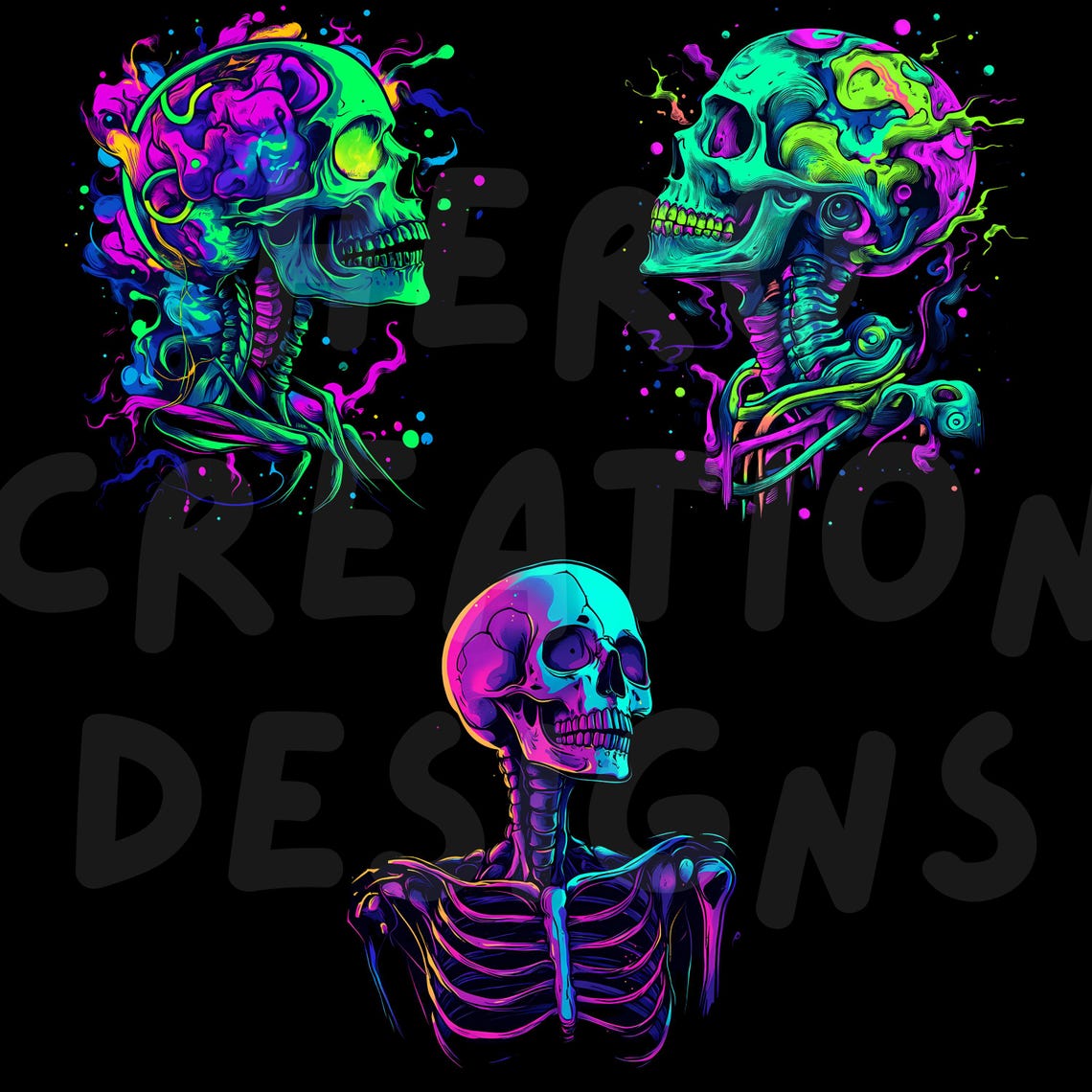 Neon Skeleton Digital Art - Neon Skeleton PNG - Neon Clipart ...