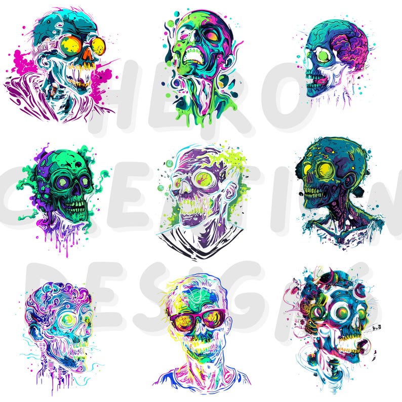 Neon Zombie Digital Art - Neon Zombie PNG - Neon Clipart - Halloween ...