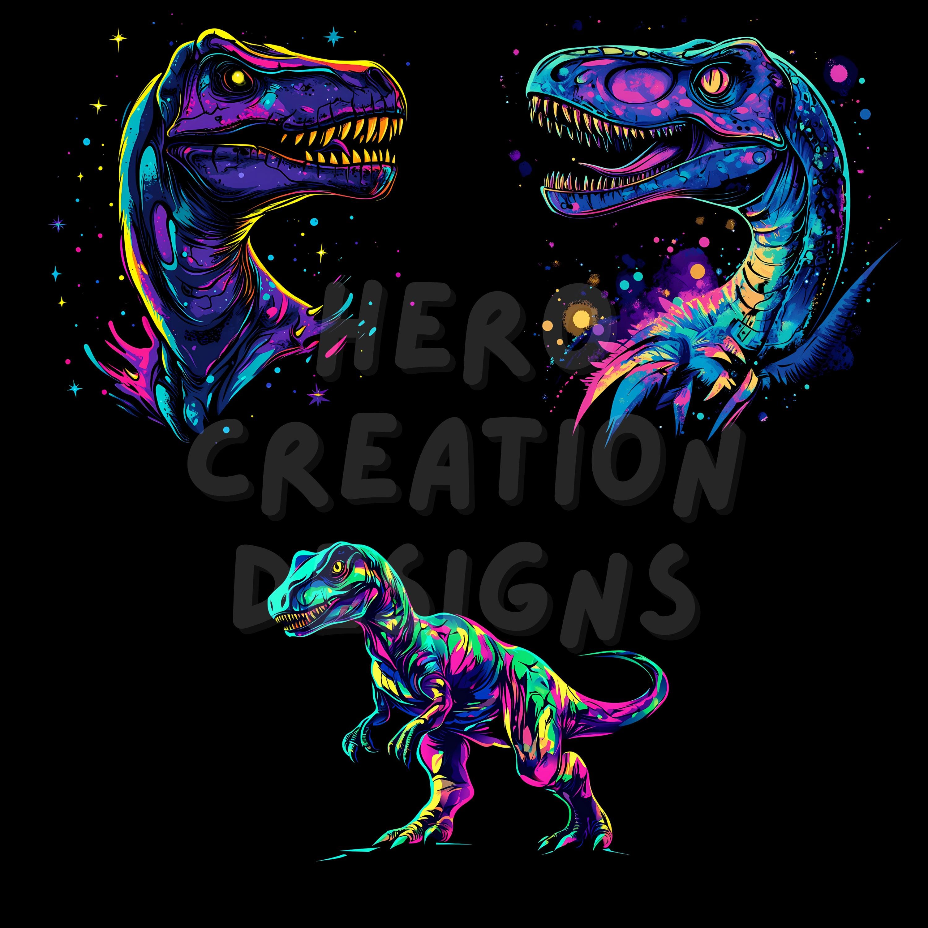 Neon Dinosaur Digital Art - Neon Dinosaur PNG - Neon Clipart - Colorful ...
