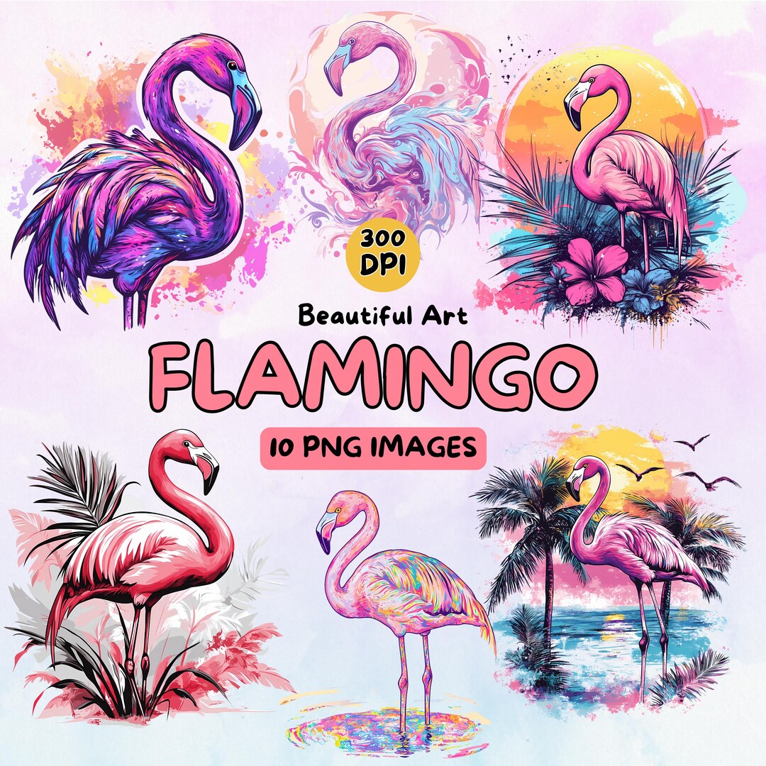 Flamingo Art Design Digital Download, Flamingo PNG, Flamingo Clip Art ...