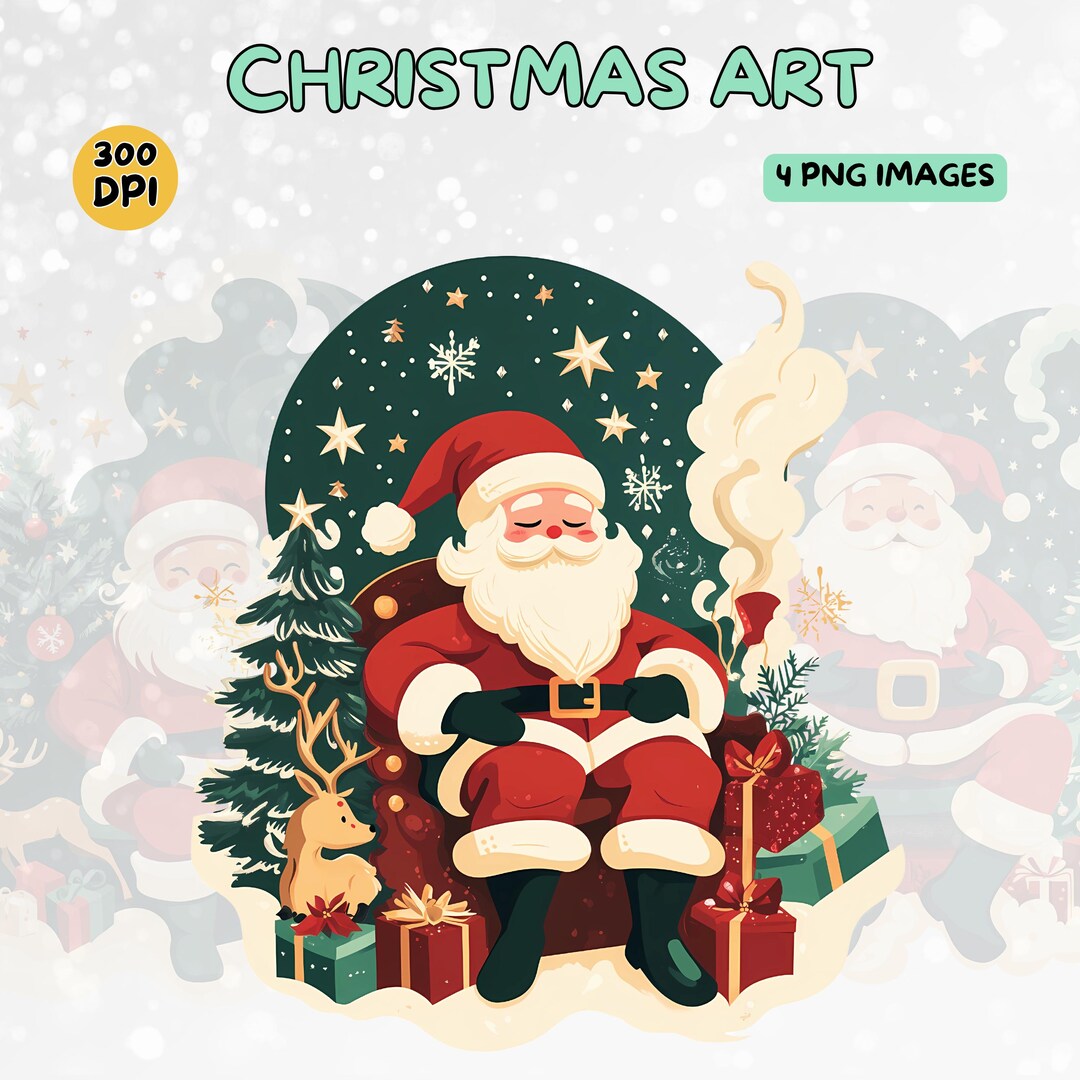 Christmas Art Design Digital Download, Santa PNG, Christmas Art, 300 ...