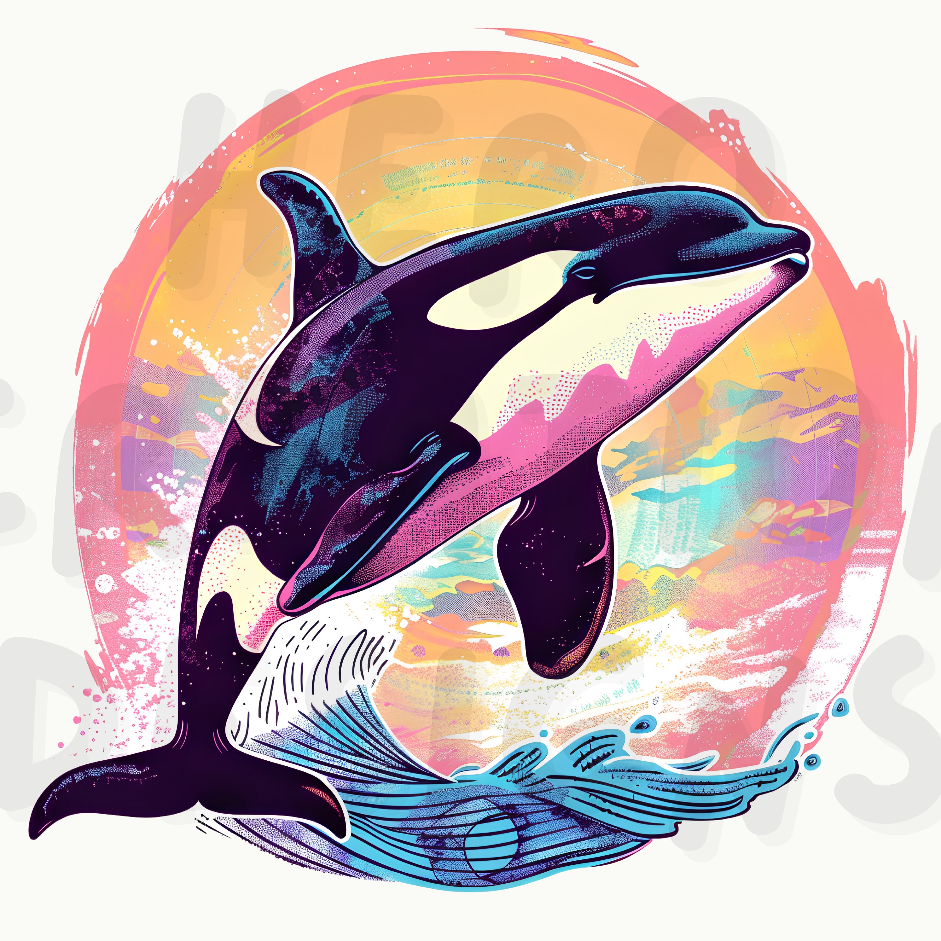 Beautiful Orca Art Design Digital Download - Orca PNG - 300 DPI ...