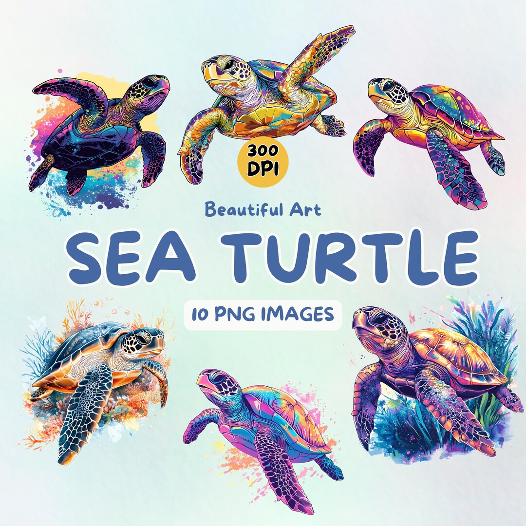 Sea Turtle Art Design Digital Download, Turtle PNG, Turtle PNG, 300 DPI ...
