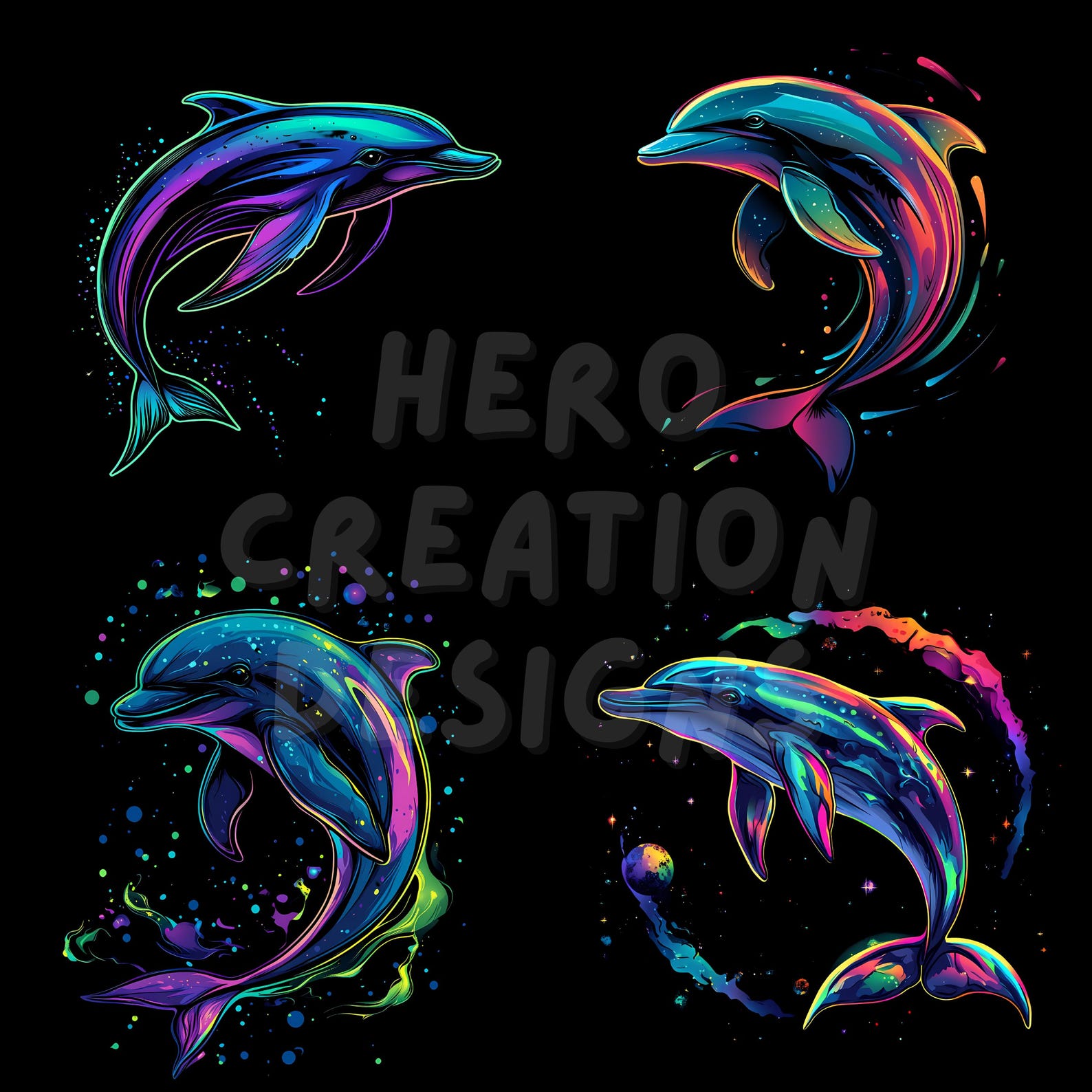 Neon Dolphin Digital Art - Neon Dolphin PNG - Neon Dolphin Clipart ...