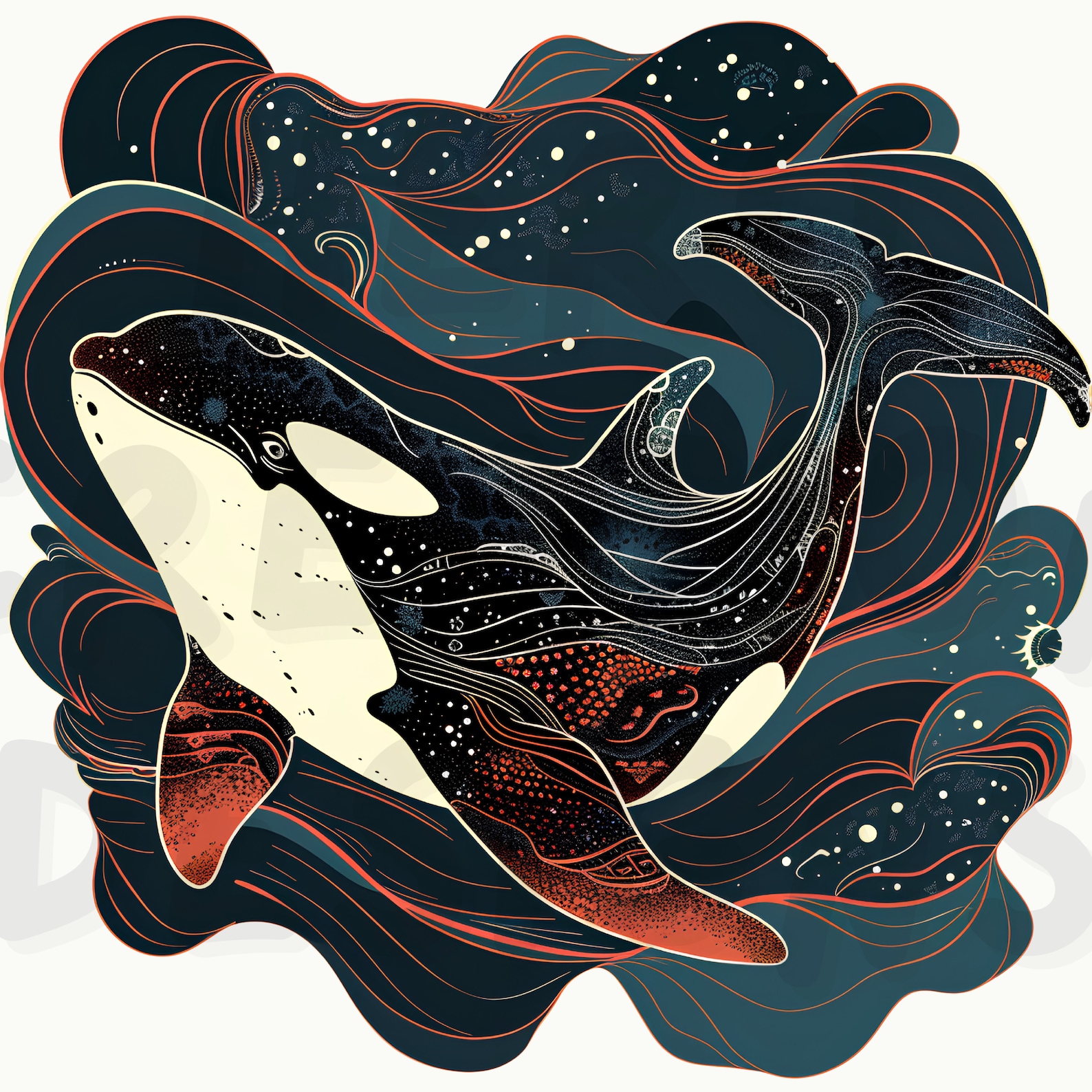 Beautiful Orca Art Design Digital Download - Orca PNG - 300 DPI ...