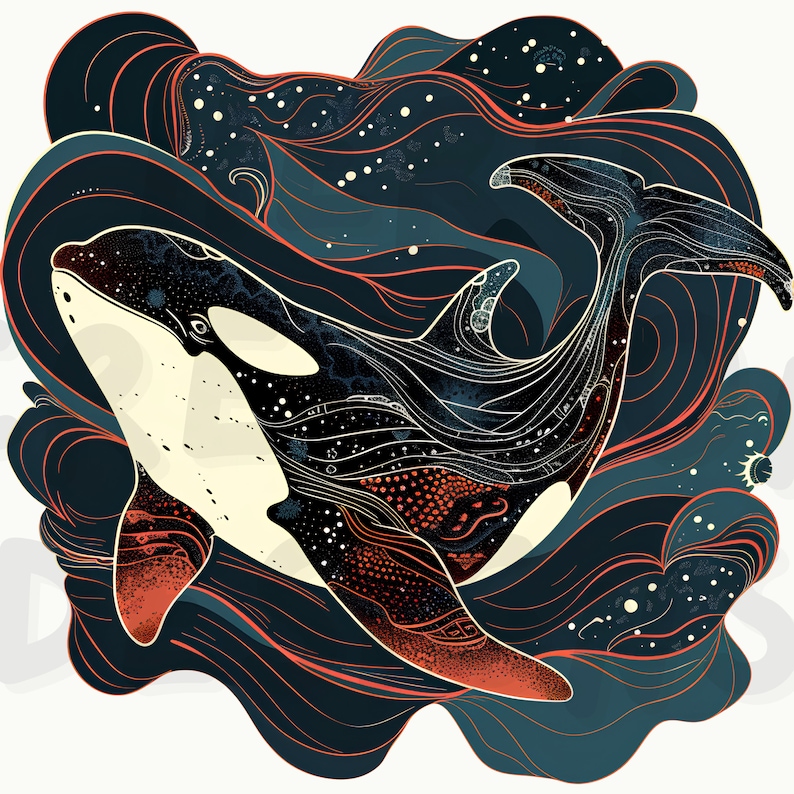 Beautiful Orca Art Design Digital Download - Orca PNG - 300 DPI ...