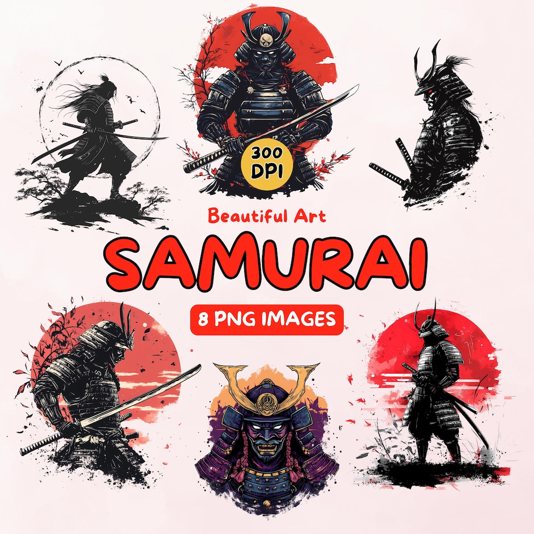Samurai Art Design Digital Download, Samurai PNG, Samurai Clip Art, 300 ...