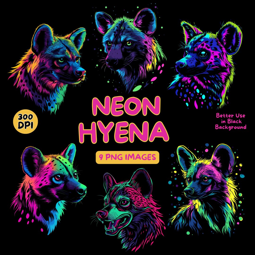 Neon Hyena Digital Art - Neon Hyena PNG - Neon Hyena Clipart - Colorful ...