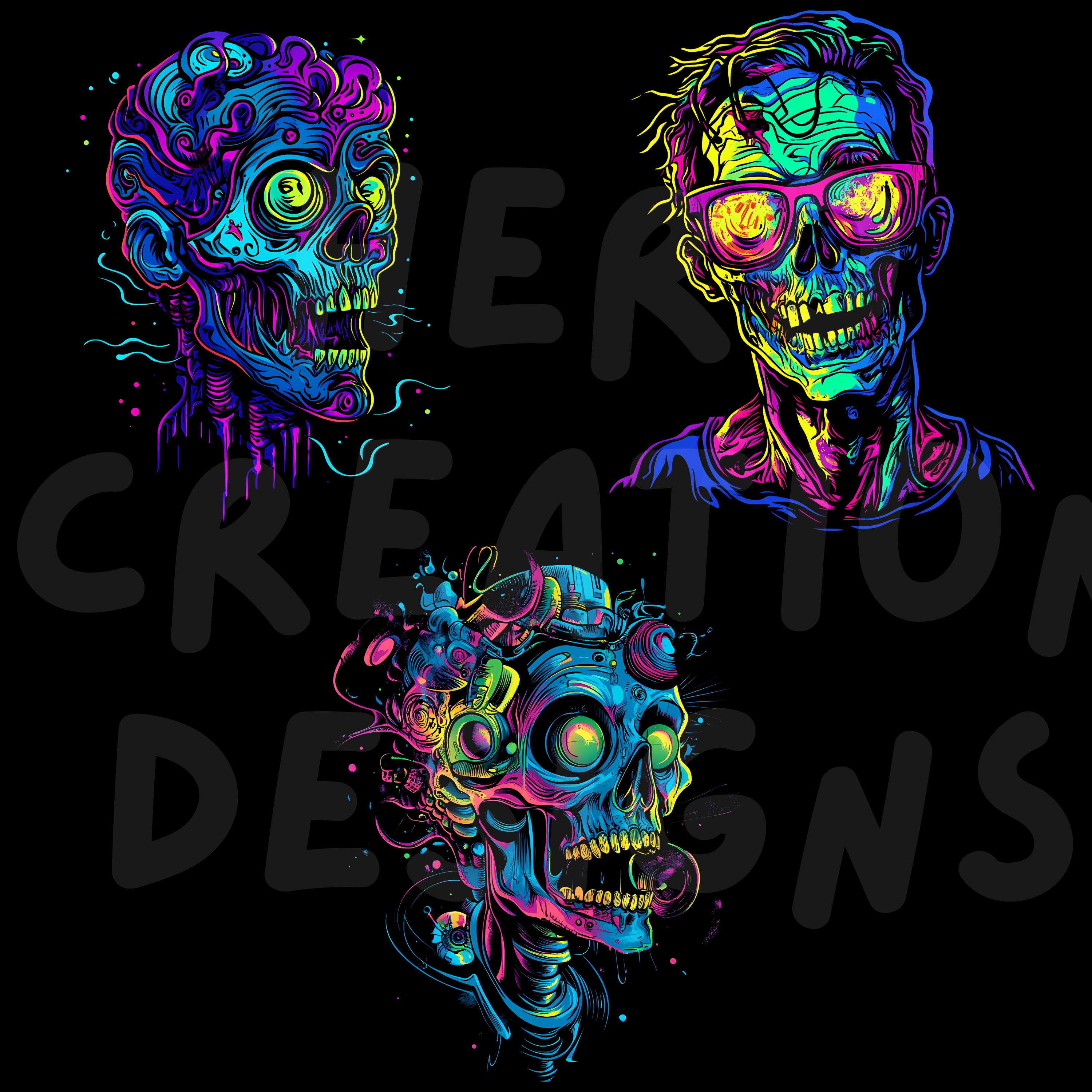 Neon Zombie Digital Art - Neon Zombie PNG - Neon Clipart - Halloween ...