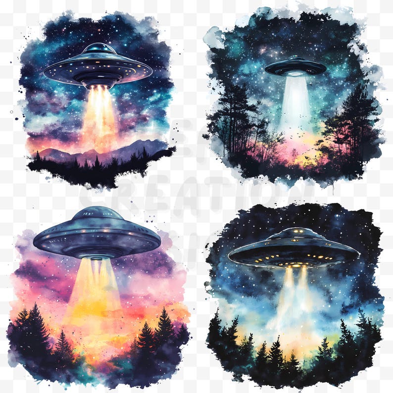 UFO Art Design Digital Download, Ufo PNG, Alien Clip Art, 300 DPI Alein ...