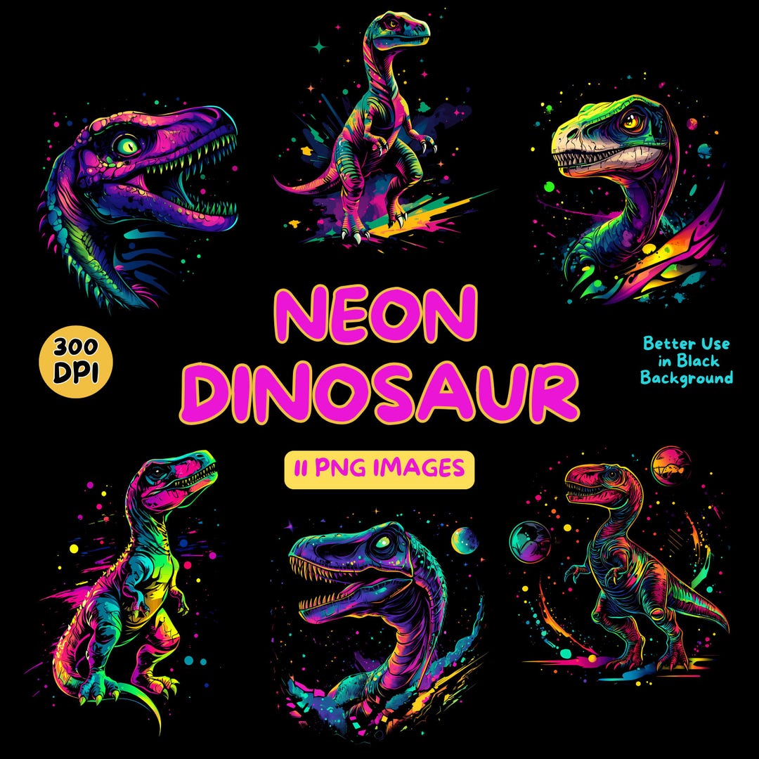 Neon Dinosaur Digital Art - Neon Dinosaur PNG - Neon Clipart - Colorful ...