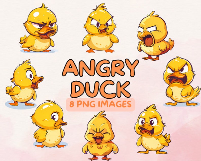 Angry Duck Clipart Bundle Duck PNG Cartoon Duck Duck Clipart Commercial ...