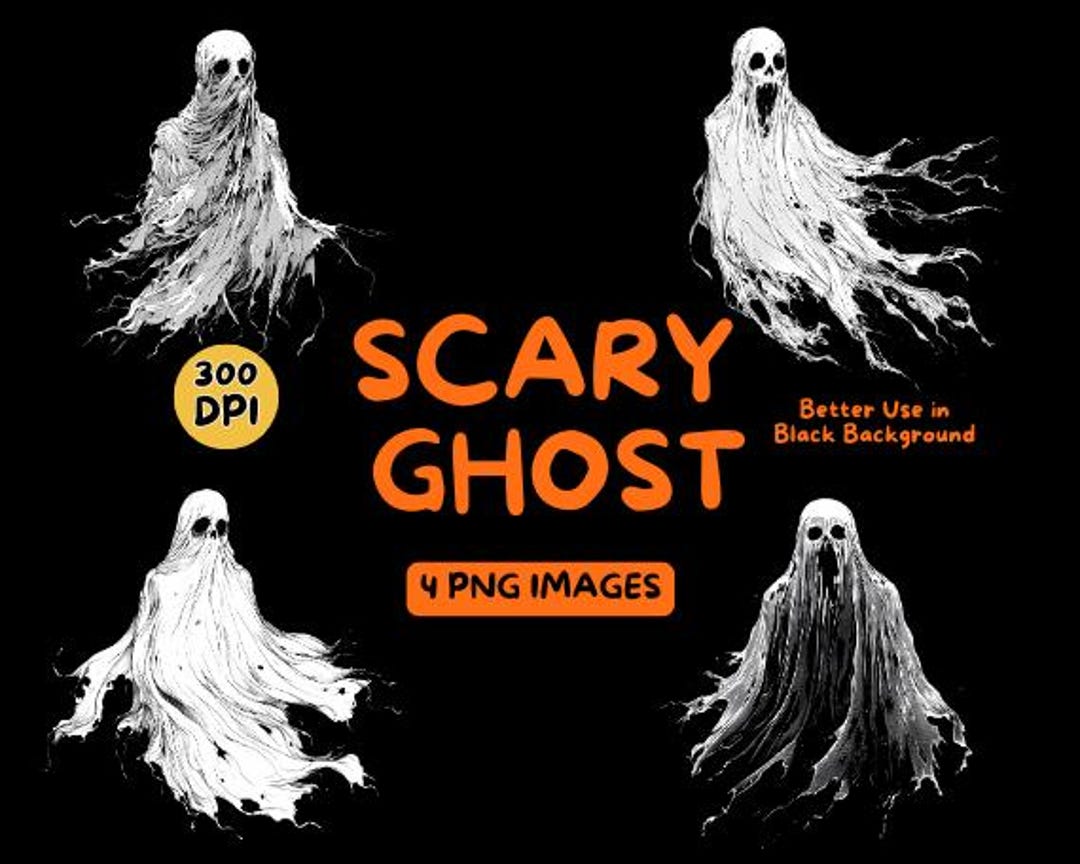 Scary Ghost Art Design Digital Download Spooky Halloween PNG 300 DPI ...
